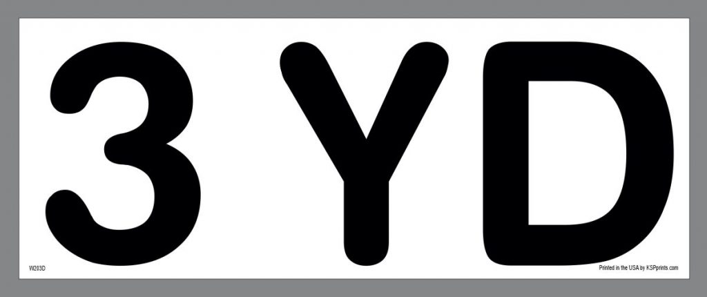 3 Yard capacity label provides identification for your waste container