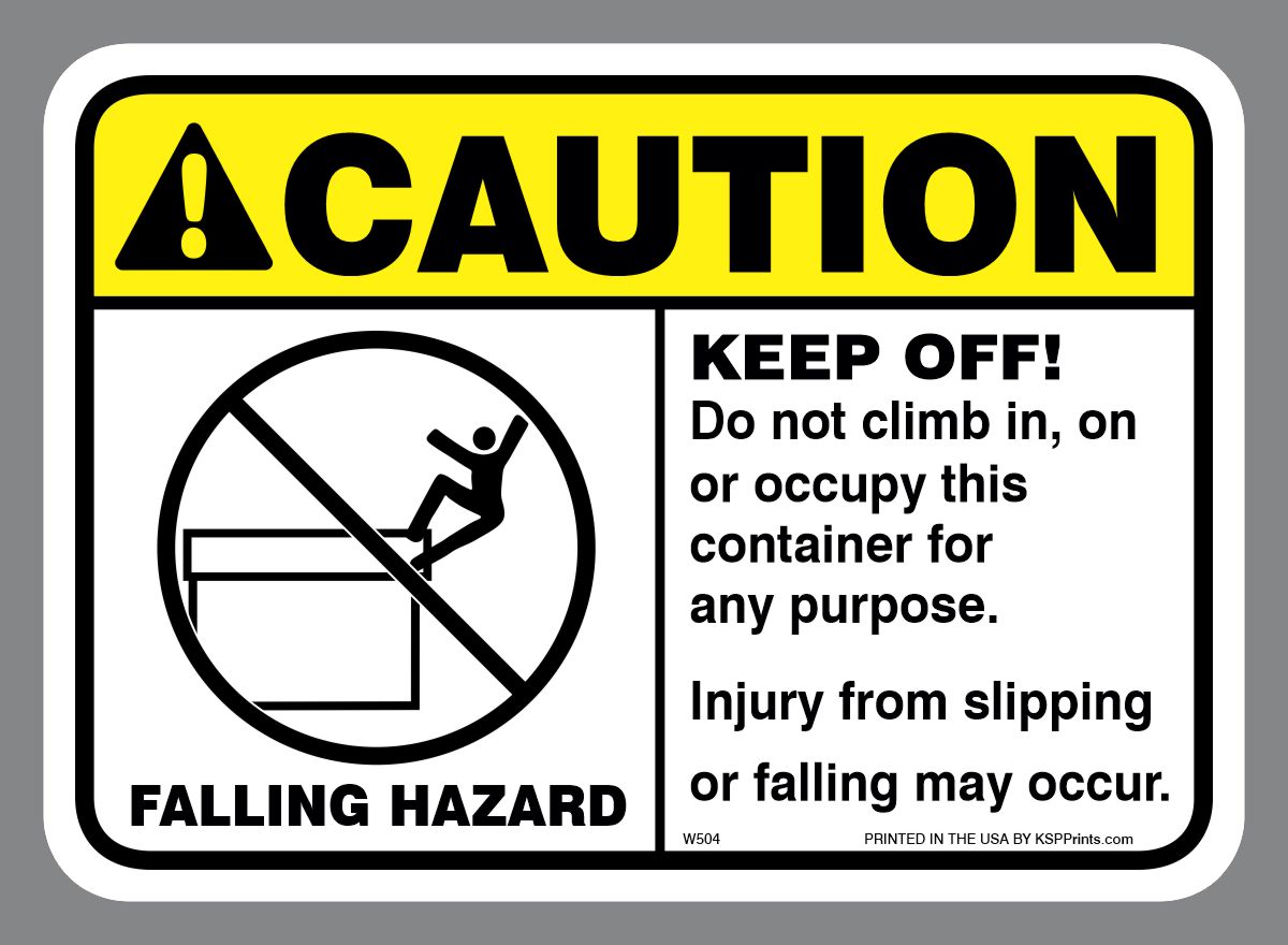 ANSI Falling Hazard Waste Sticker Features Best in Safety Design