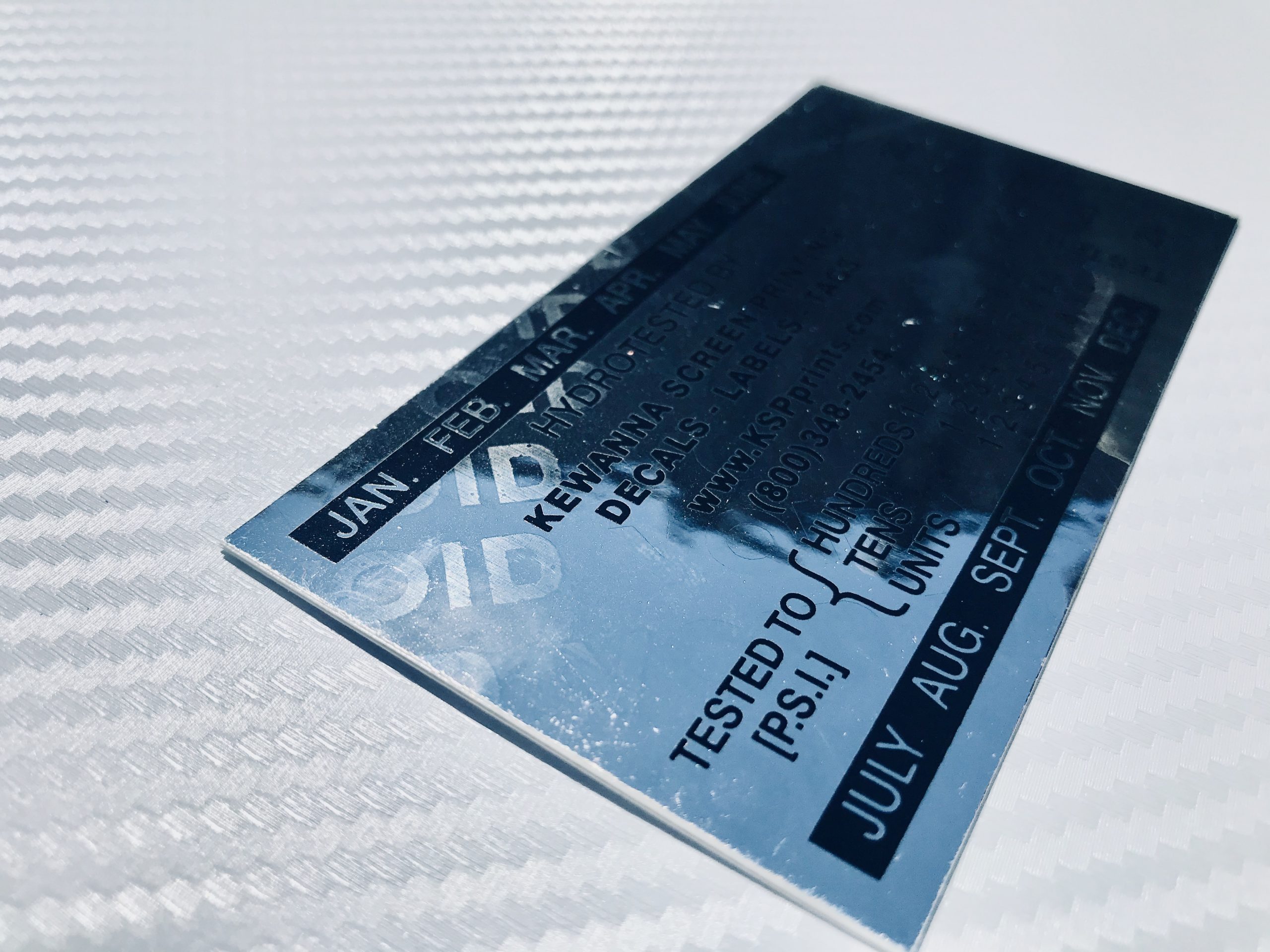 Hydrotest Maintenance Labels for meeting NFPA 10 regulation.